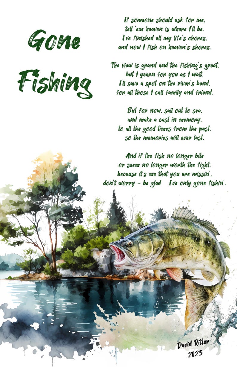 Gone Fishing Memorial Poem Print: Angler Remembrance Gift - Etsy