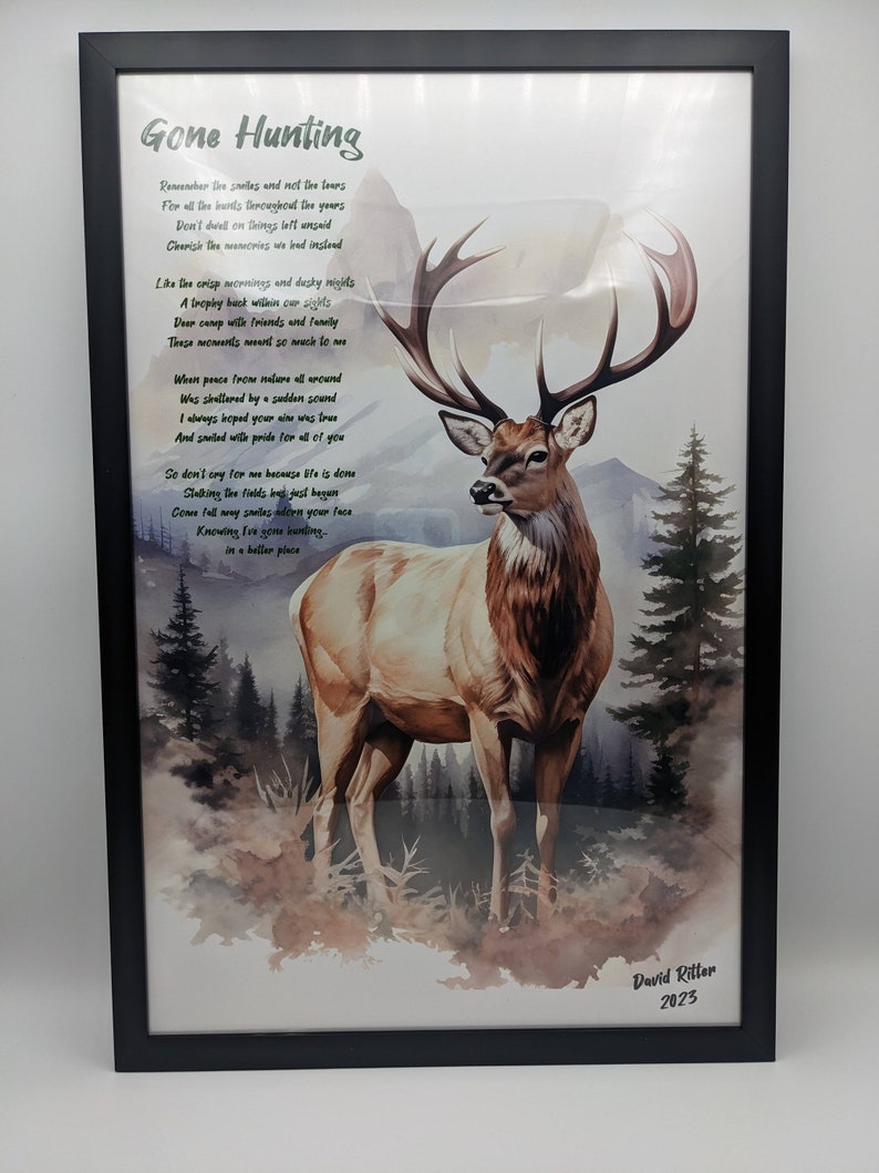 11x17 Framed Poetry Print Featuring Gone Hunting Poem by David Ritter ...