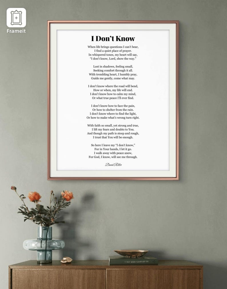 Christian Encouragement Poem Print, I Don't Know Poem, Prayer Room ...