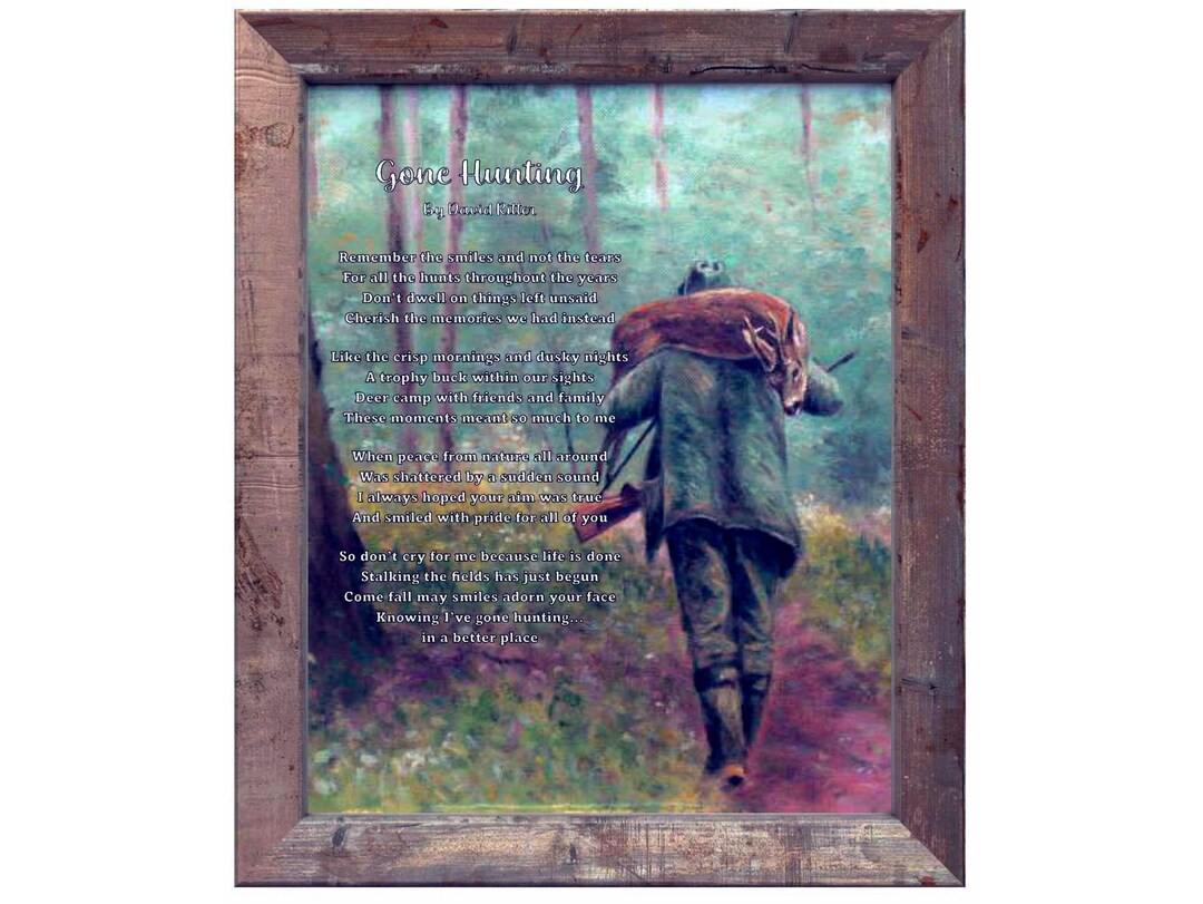 Vintage Gone Hunting Poem Print - Customizable Home Decor, Instant ...