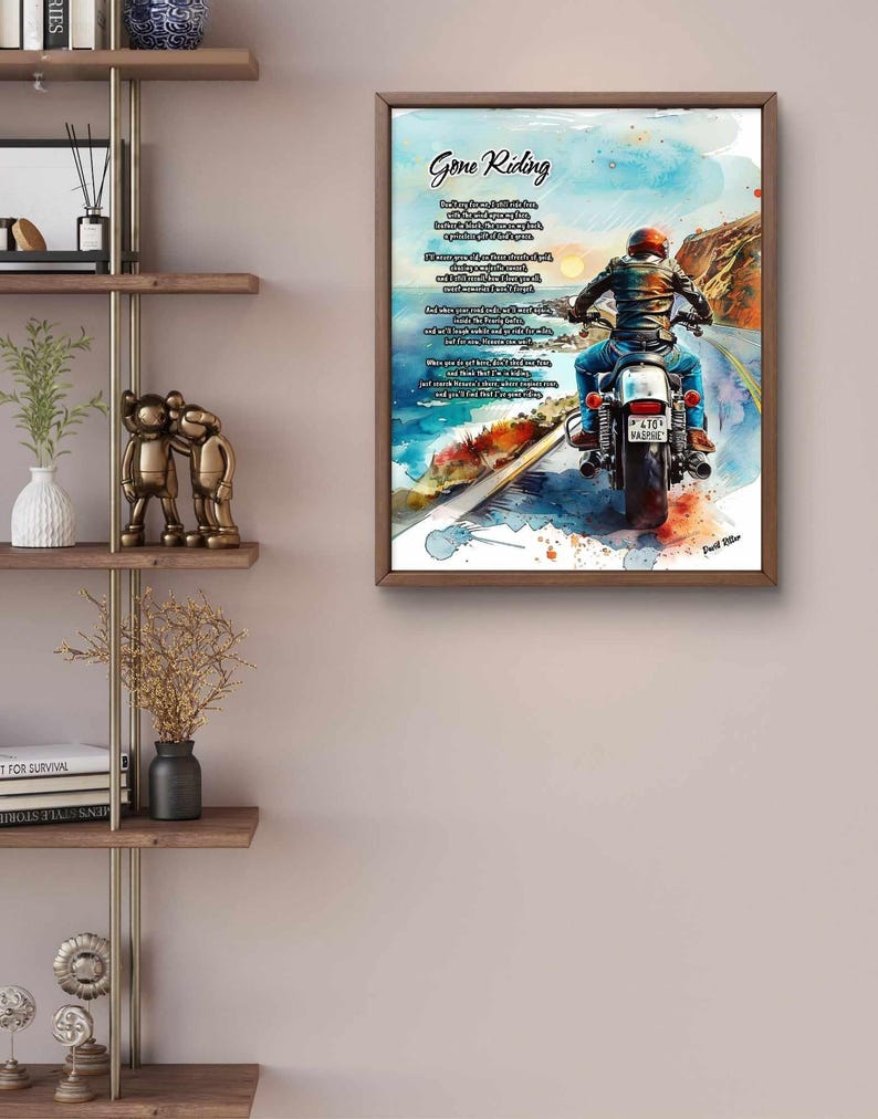 Biker Memorial Poem Art Print: "gone Riding" Sympathy Gift (digital ...