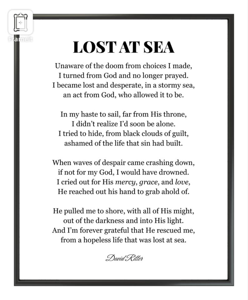 Lost at Sea Christian Poem: Faith & Redemption Art (digital Download ...