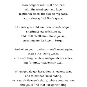 Motorcycle Memorial Poem Print: "gone Riding" Tribute - Etsy
