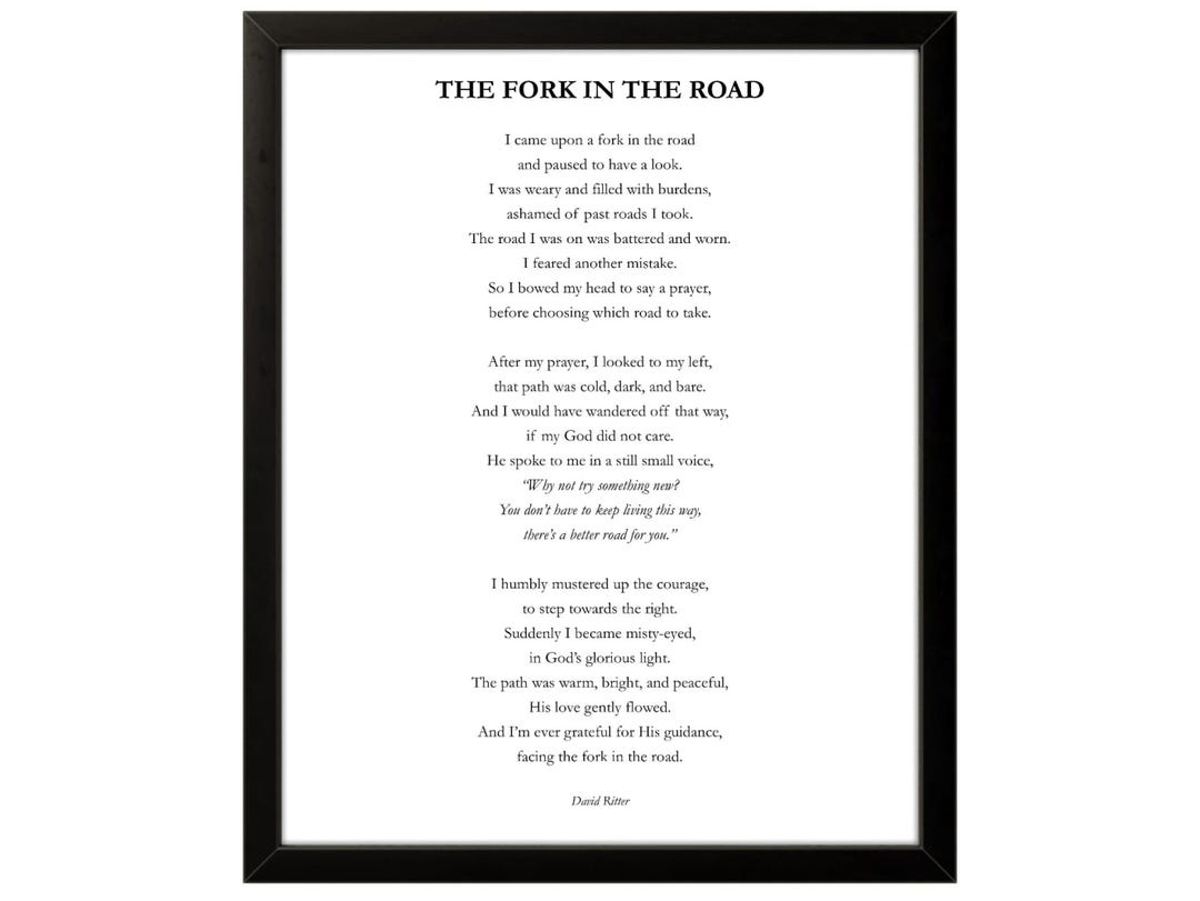 Inspirational Poem Print: "the Fork in the Road" - Courage & Resilience ...