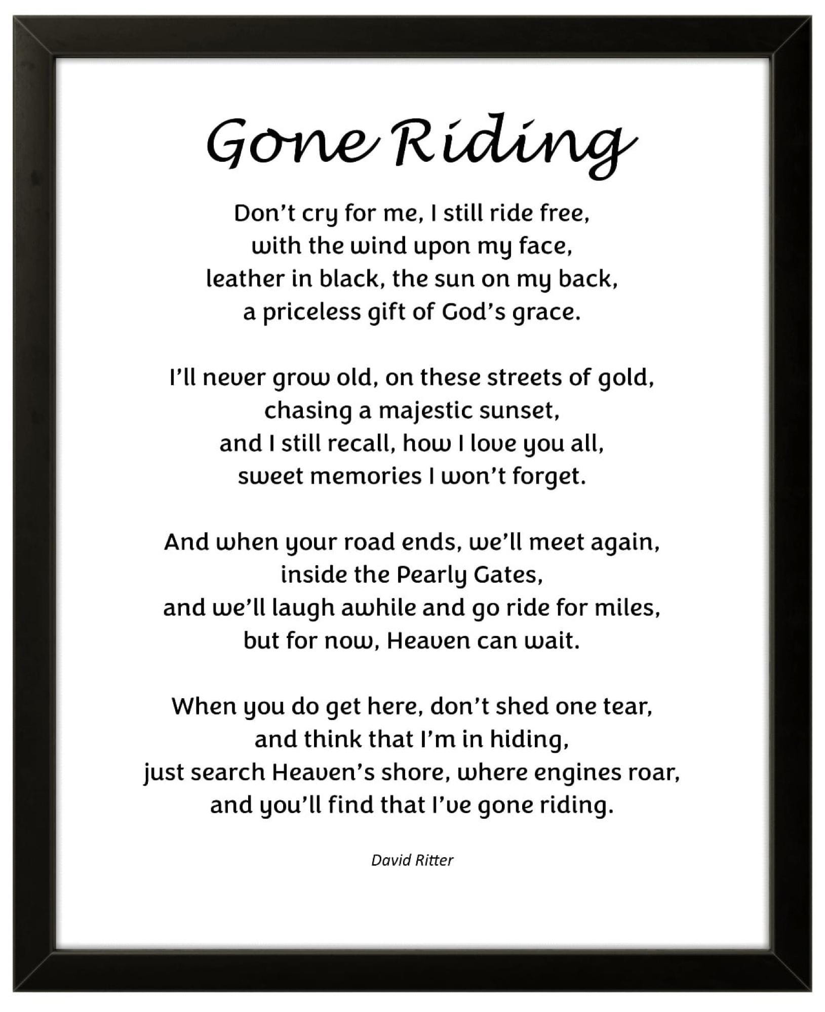 Biker Memorial Poem – "gone Riding" Sympathy Gift (digital Download) - Etsy
