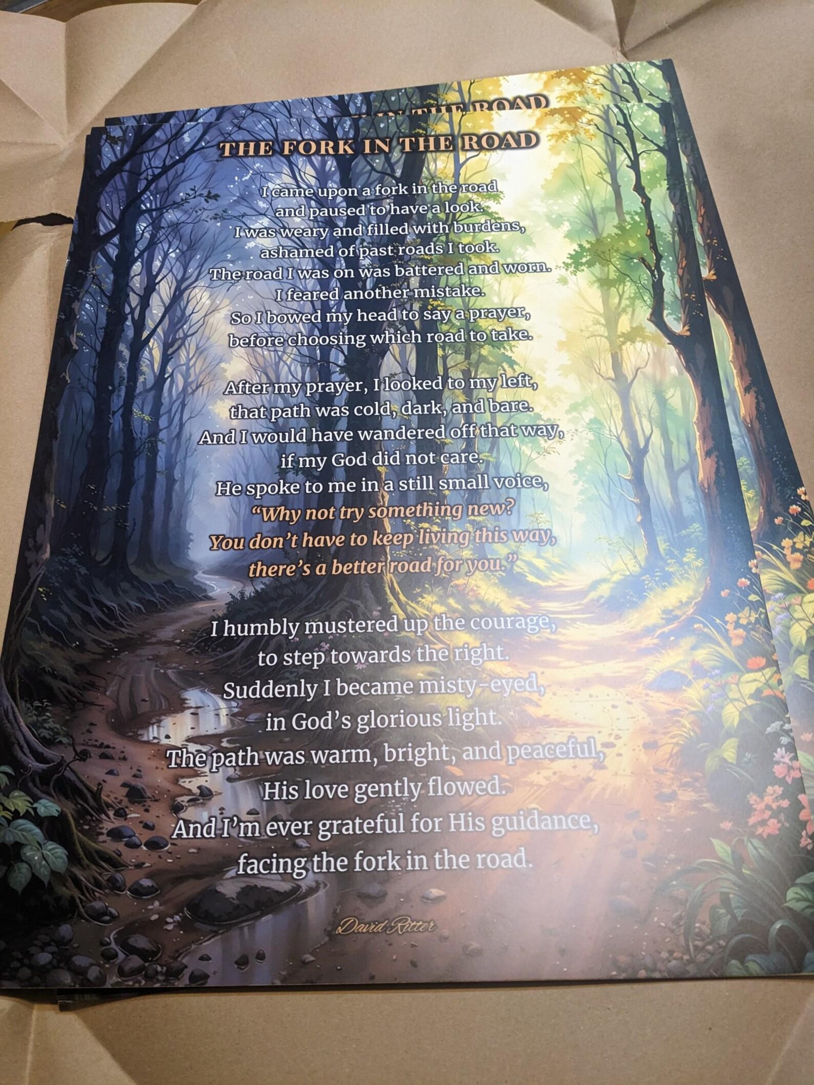 Inspirational Poem Art Print: the Fork in the Road, Faith & Guidance ...