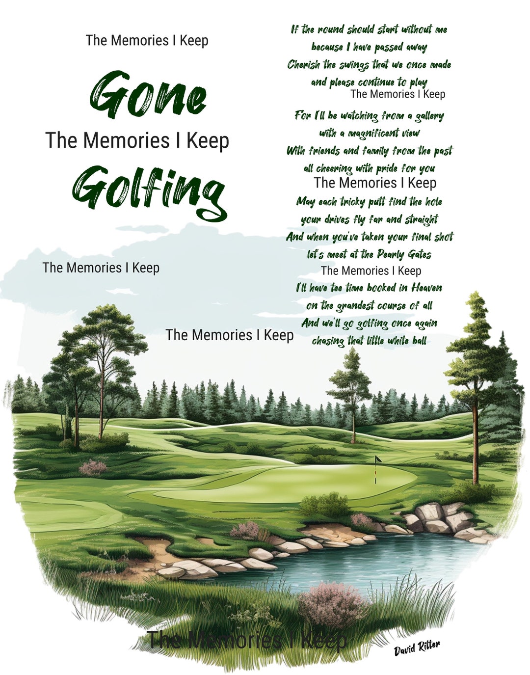 Gone Golfing Poem by David Ritter Memorial Frame Gift for Grandpa Dad ...