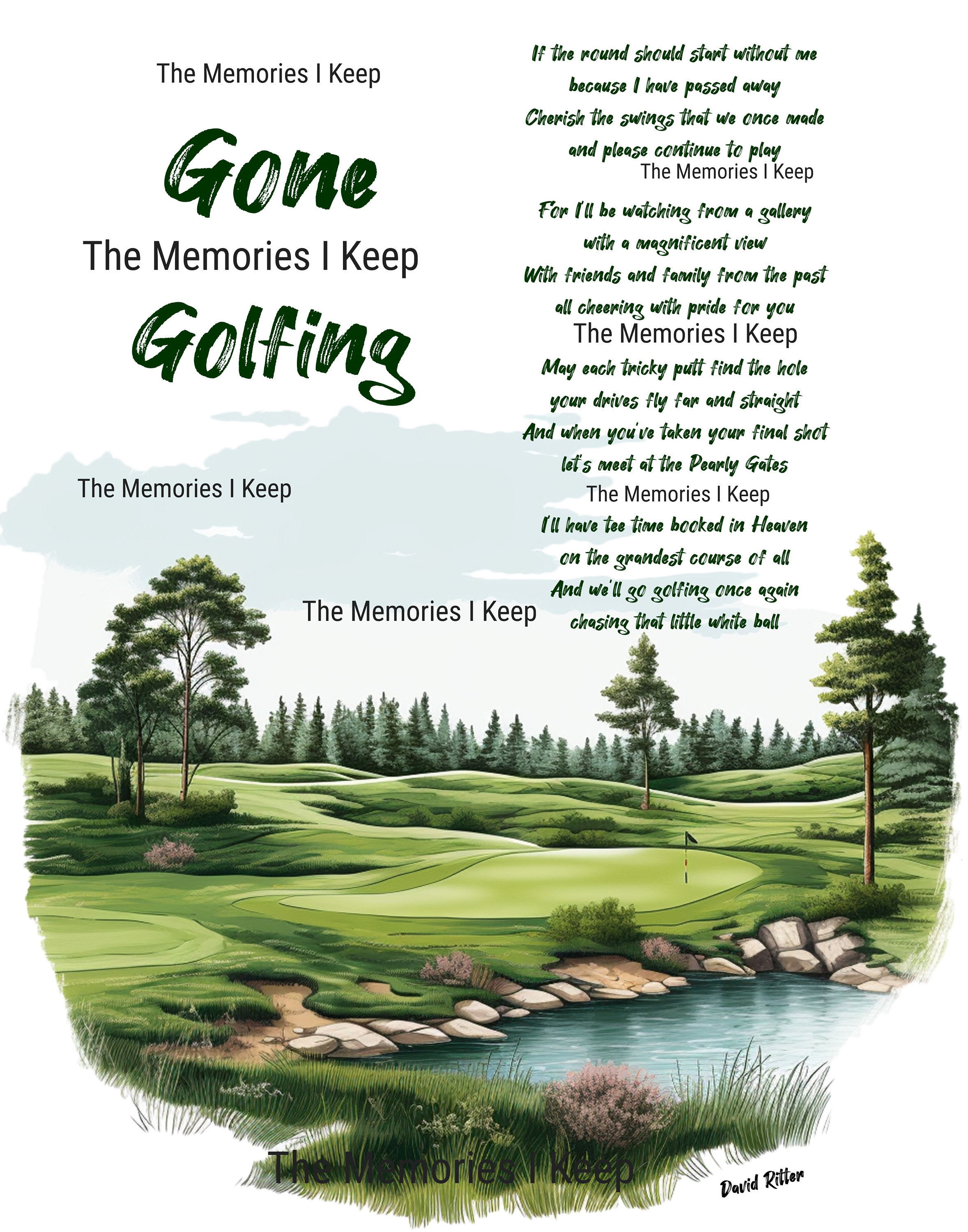 Gone Golfing Poem by David Ritter Memorial Frame Gift for Grandpa Dad ...
