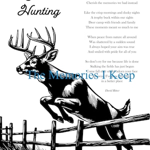 Gone Hunting: A Heartfelt Memorial Poem, Printable Tribute for Hunters ...