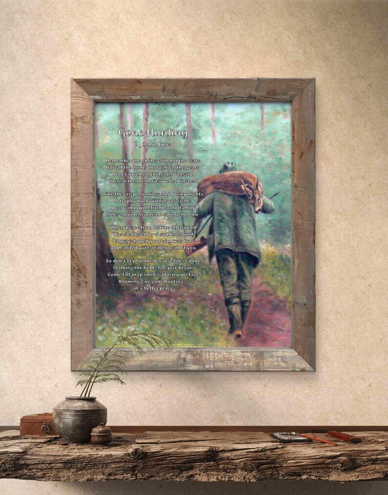 Vintage "gone Hunting" Poem Print: Rustic Hunter Tribute (digital ...