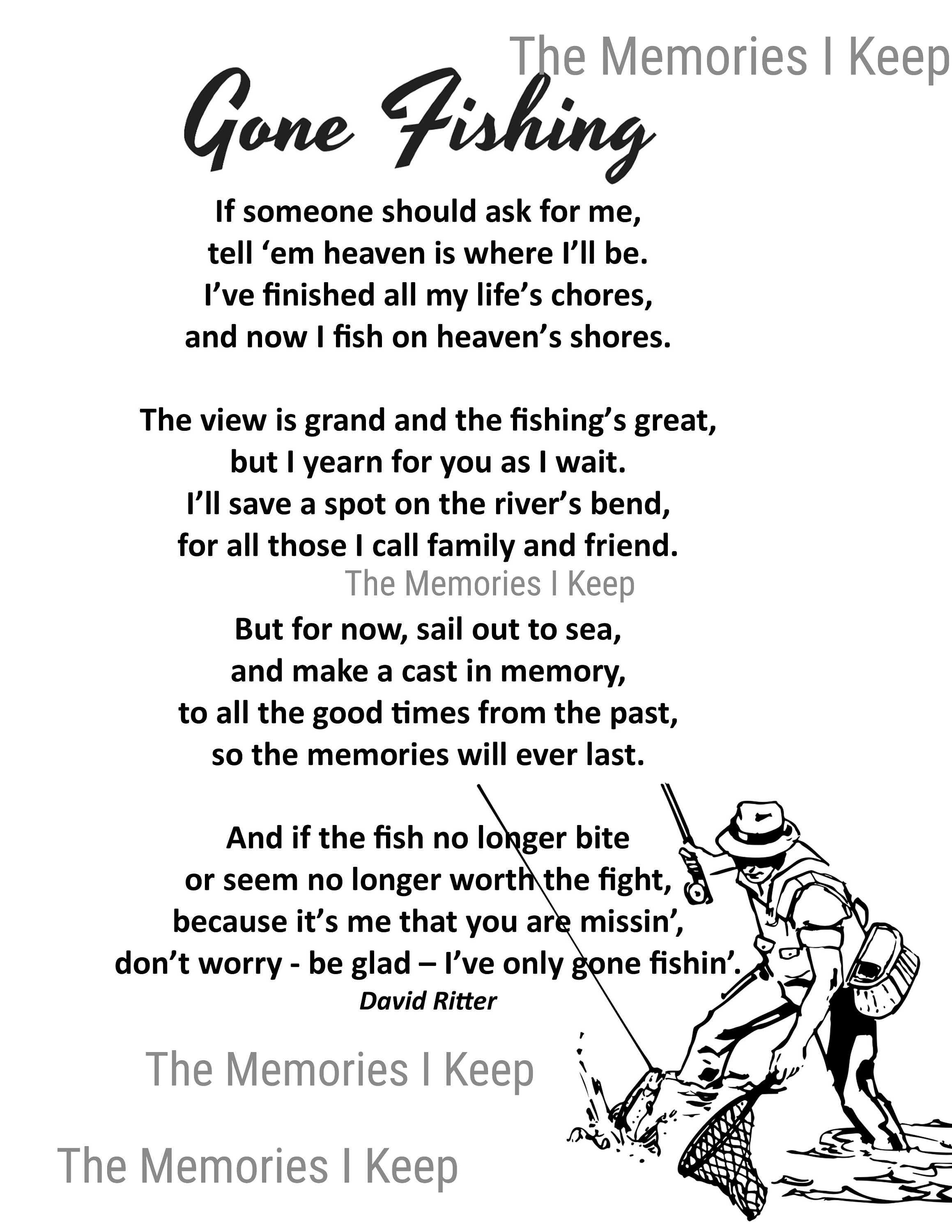 Gone Fishing Poem, Digital Download, Tribute to Grandpa, Bereavement ...