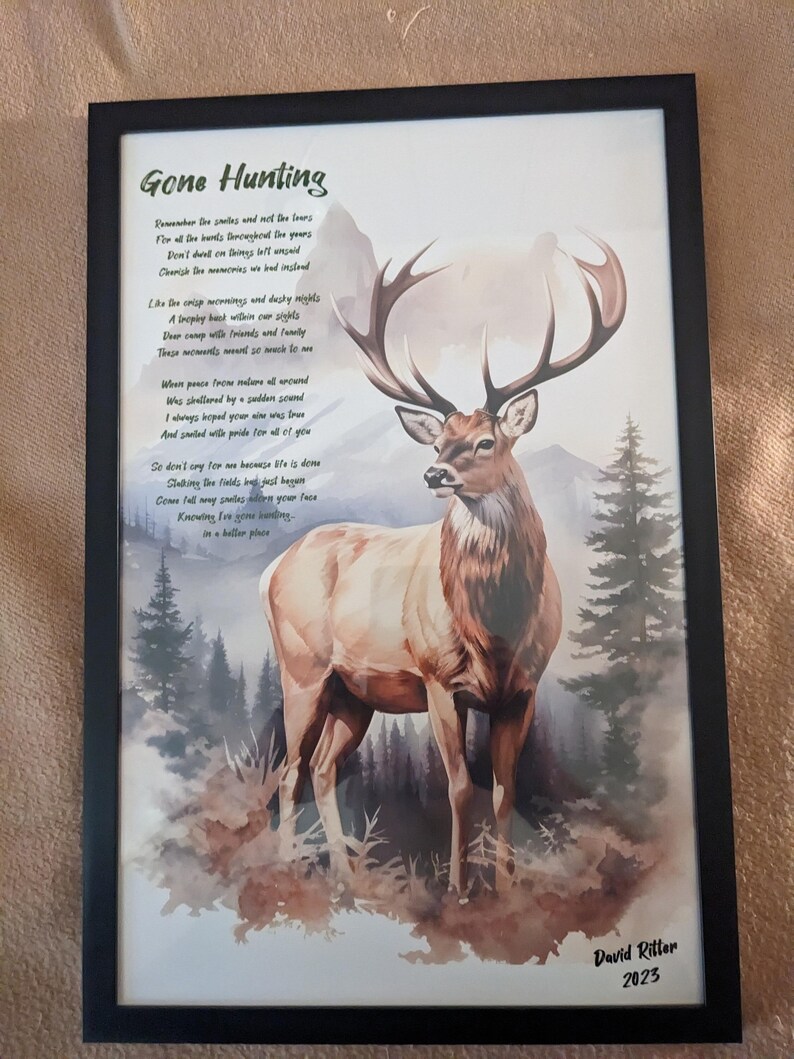 11x17 Framed Poetry Print Featuring Gone Hunting Poem by David Ritter ...