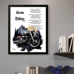 Gone Riding Memorial Poem by David Ritter, Framed Motorcycle Tribute, Biker Memorial Keepsake ...
