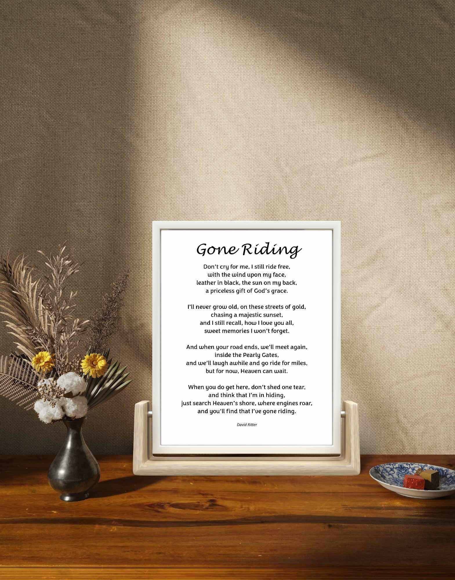 Gone Riding Memorial Poem - Digital Download Tribute for Bikers ...