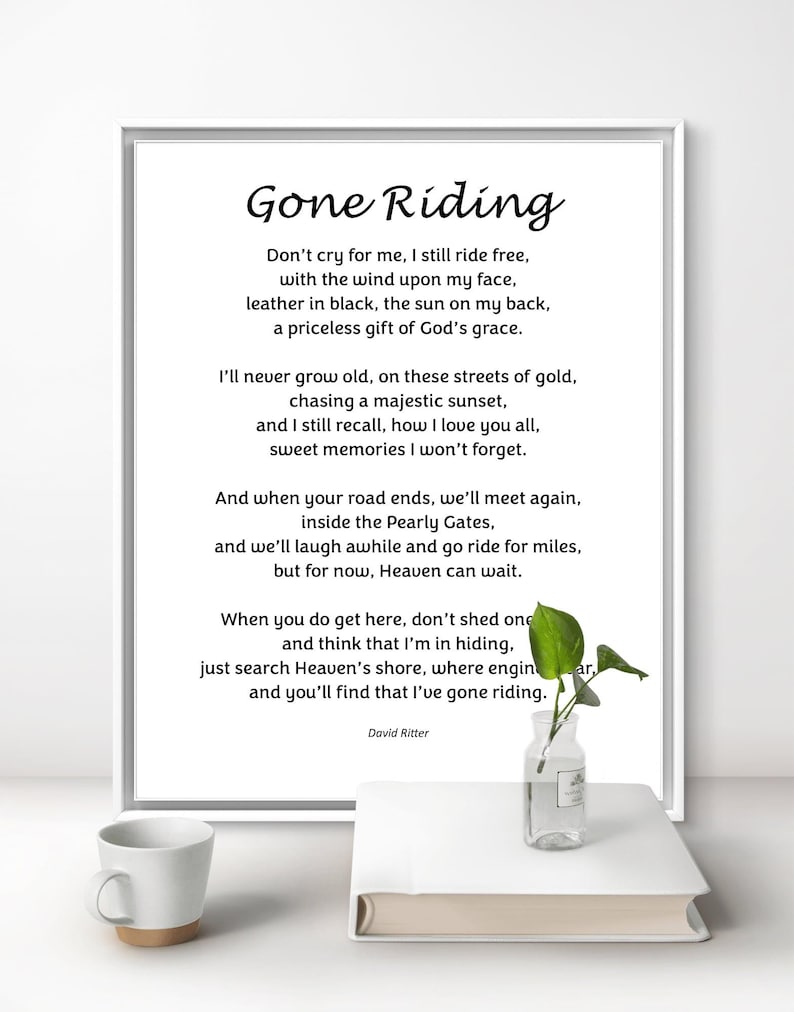 Gone Riding Memorial Poem - Digital Download Tribute for Bikers ...
