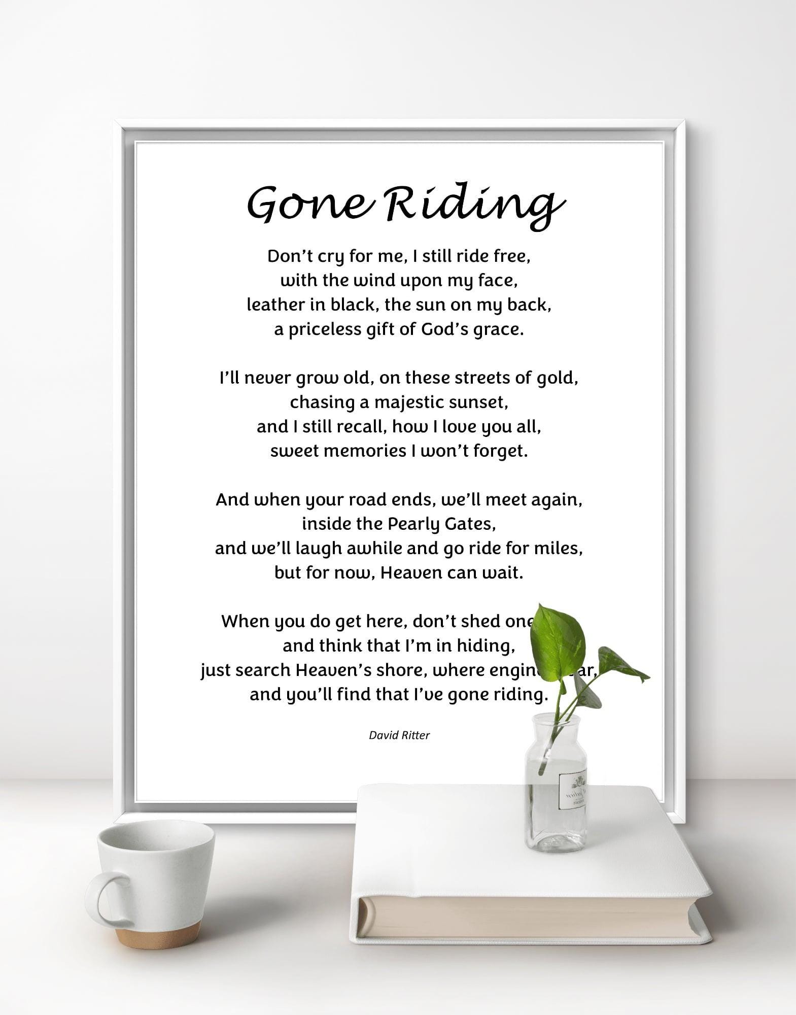 Gone Riding Memorial Poem - Digital Download Tribute for Bikers ...