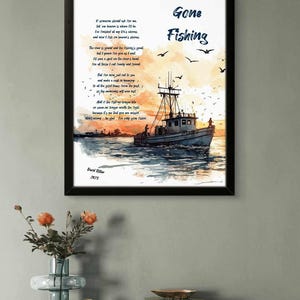 Gone Fishing Poem, Printable Funeral Tribute, Sympathy Gift, Angler ...