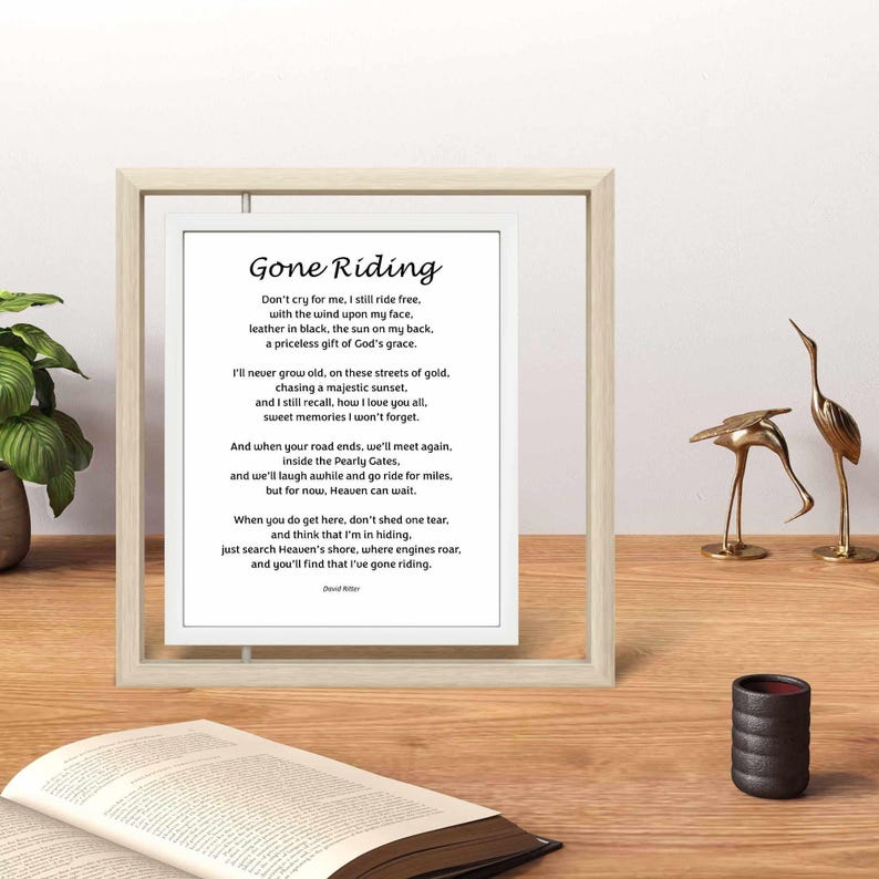 Gone Riding Memorial Poem - Digital Download Tribute for Bikers ...