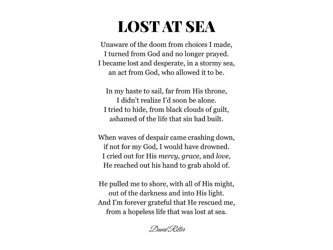 Lost at Sea Christian Poem: Faith & Redemption Art (digital Download ...
