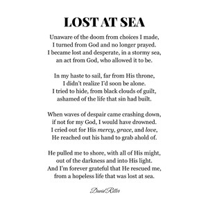 Lost at Sea Christian Poem: Faith & Redemption Art (digital Download ...