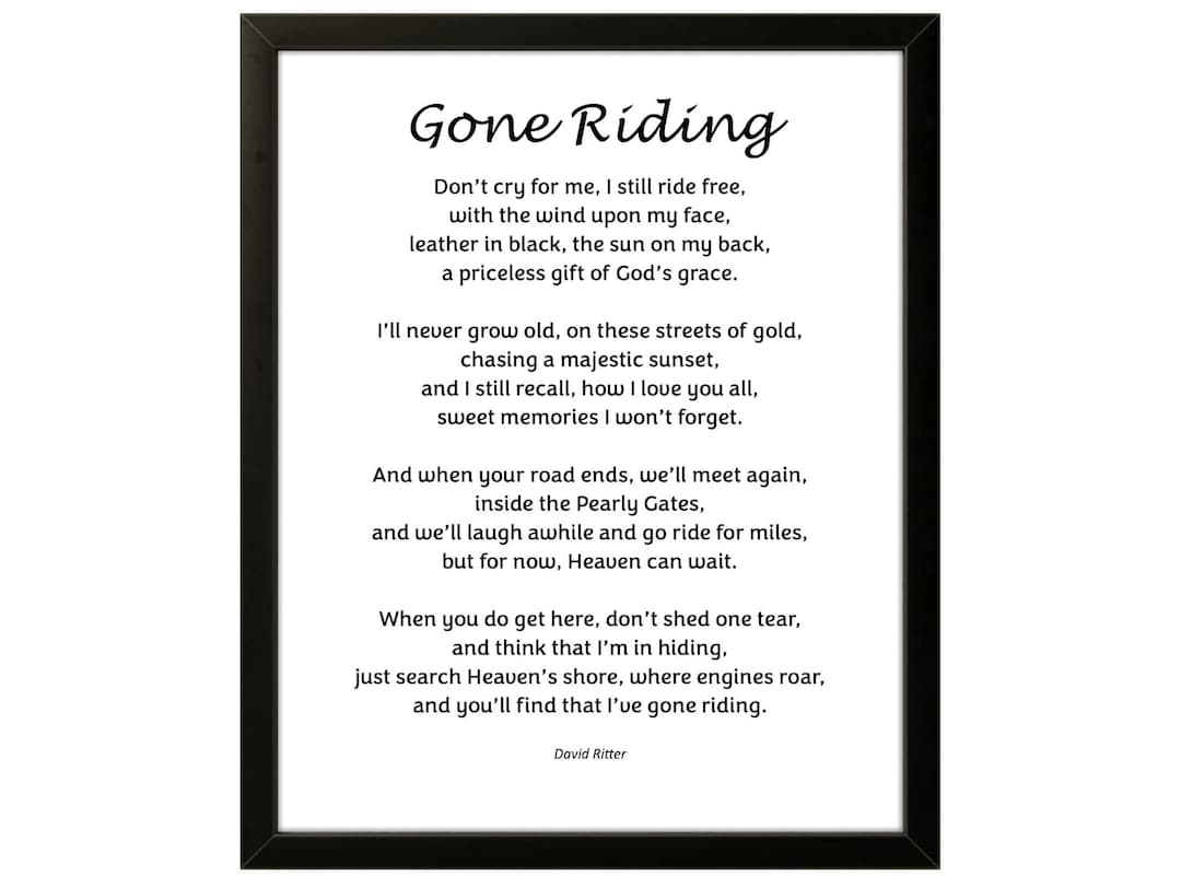 Gone Riding Memorial Poem - Digital Download Tribute for Bikers, Sympathy Gift, Motorcycle ...