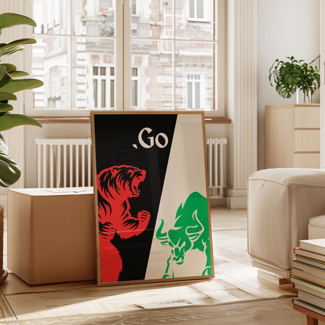 Bull and Bear Stock Market Wall Art Print Go Trading Decor for ...