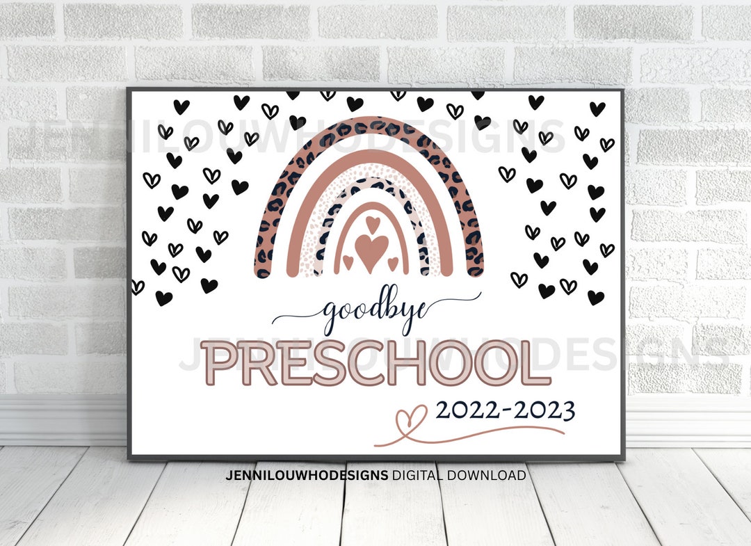 Boho Rainbow Last Day of Preschool Sign Printable School - Etsy