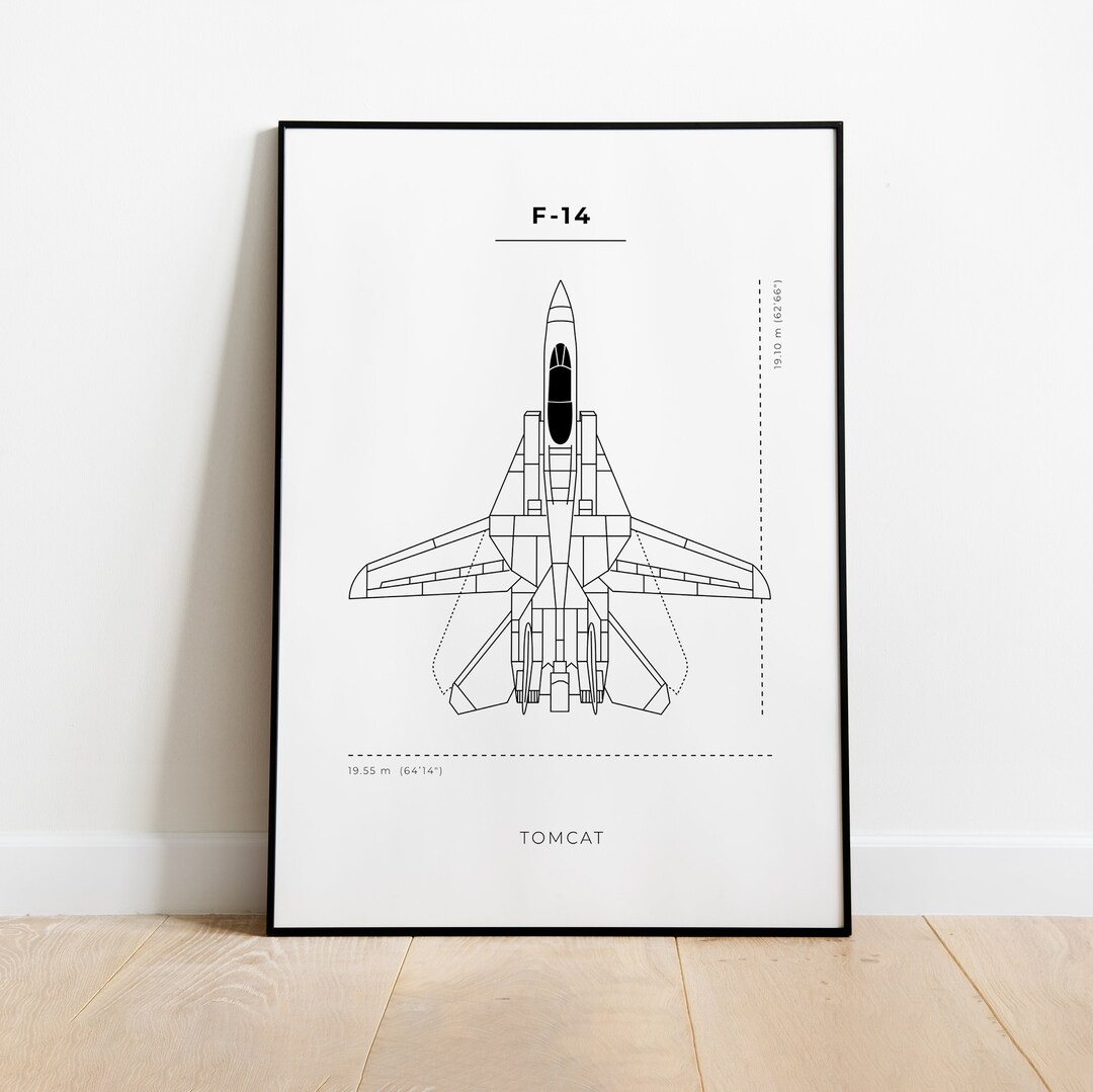 F-14 Blueprint Poster - Fighter Jet Wall Art - F-14 Tomcat - DIGITAL ...