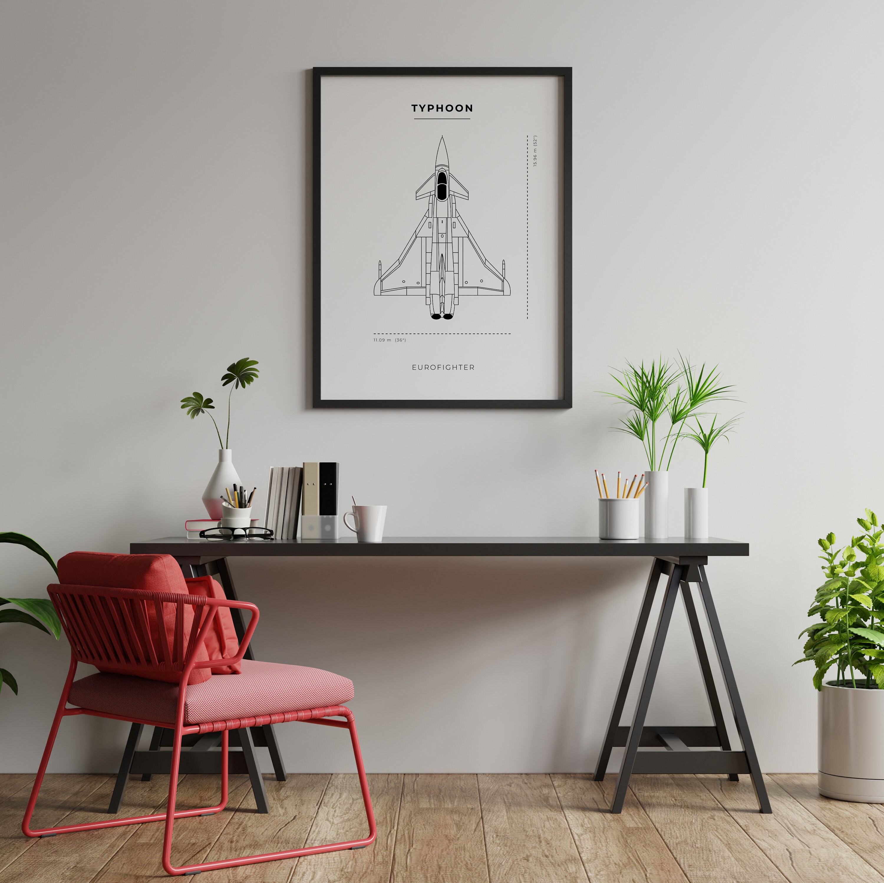 Eurofighter Typhoon Poster: Minimalist Fighter Jet Wall Art (digital ...