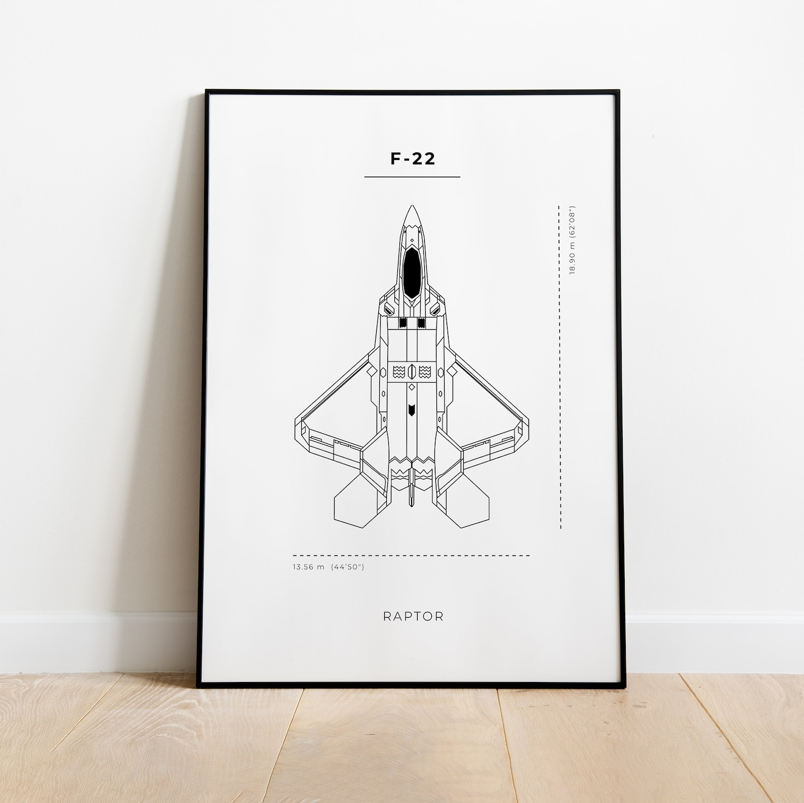 F22 Raptor Blueprint Poster: Military Aviation Wall Art (digital ...