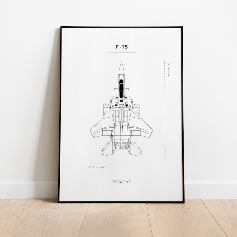 F15 Blueprint Poster - Fighter Jet Wall Art - Douglas F-15 Eagle ...