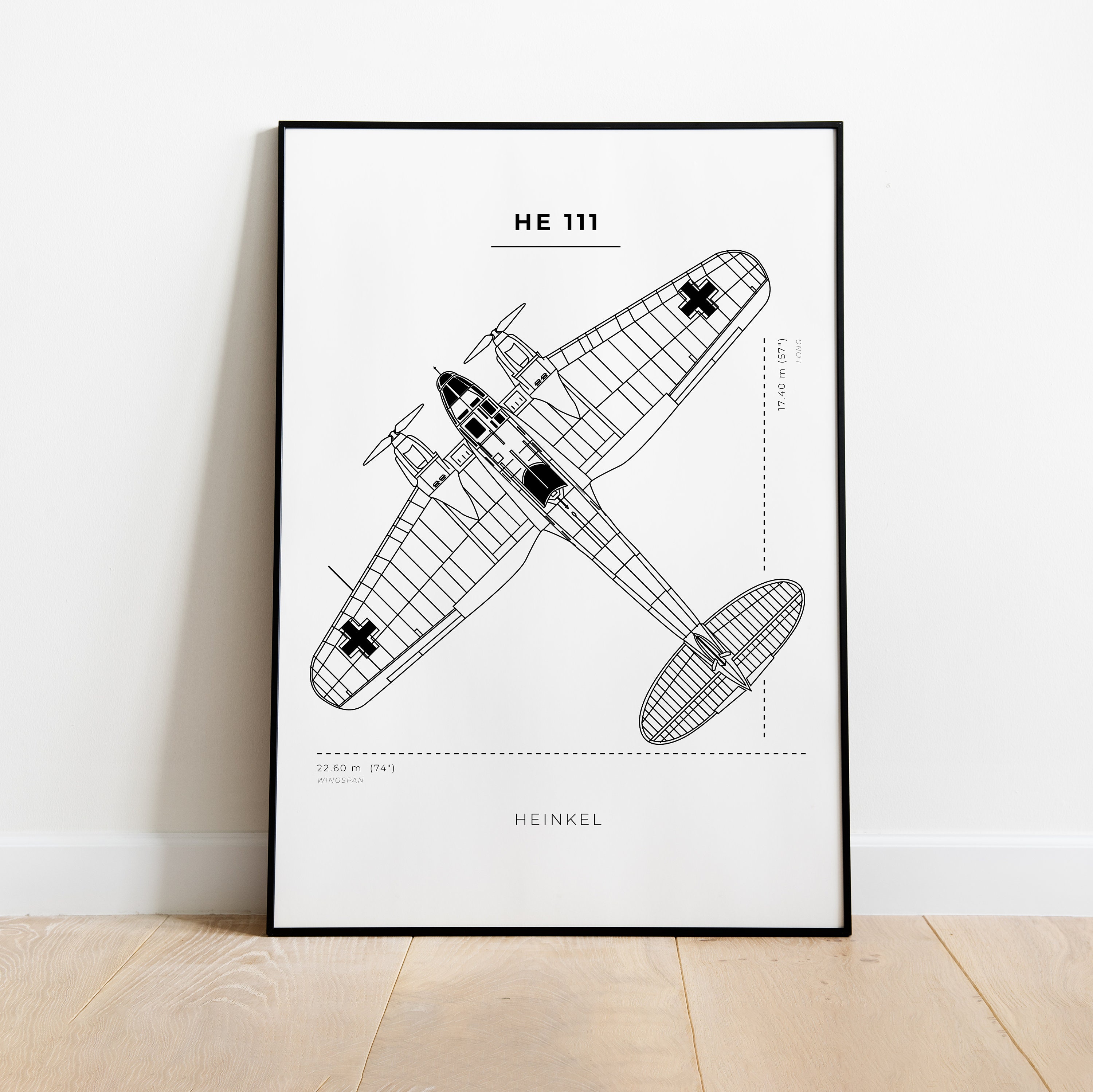 Heinkel He 111 Blueprint Poster WW2 Wall Art Heinkel - Etsy