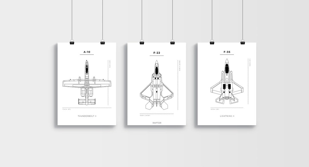 A10 / F22 / F35 SET - Fighter Jet Wall Art - DIGITAL DOWNLOAD ...