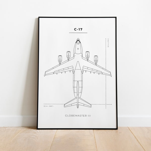 C17 Globemaster III Aircraft Print, Boeing C17 Blueprint, Mcdonnell ...