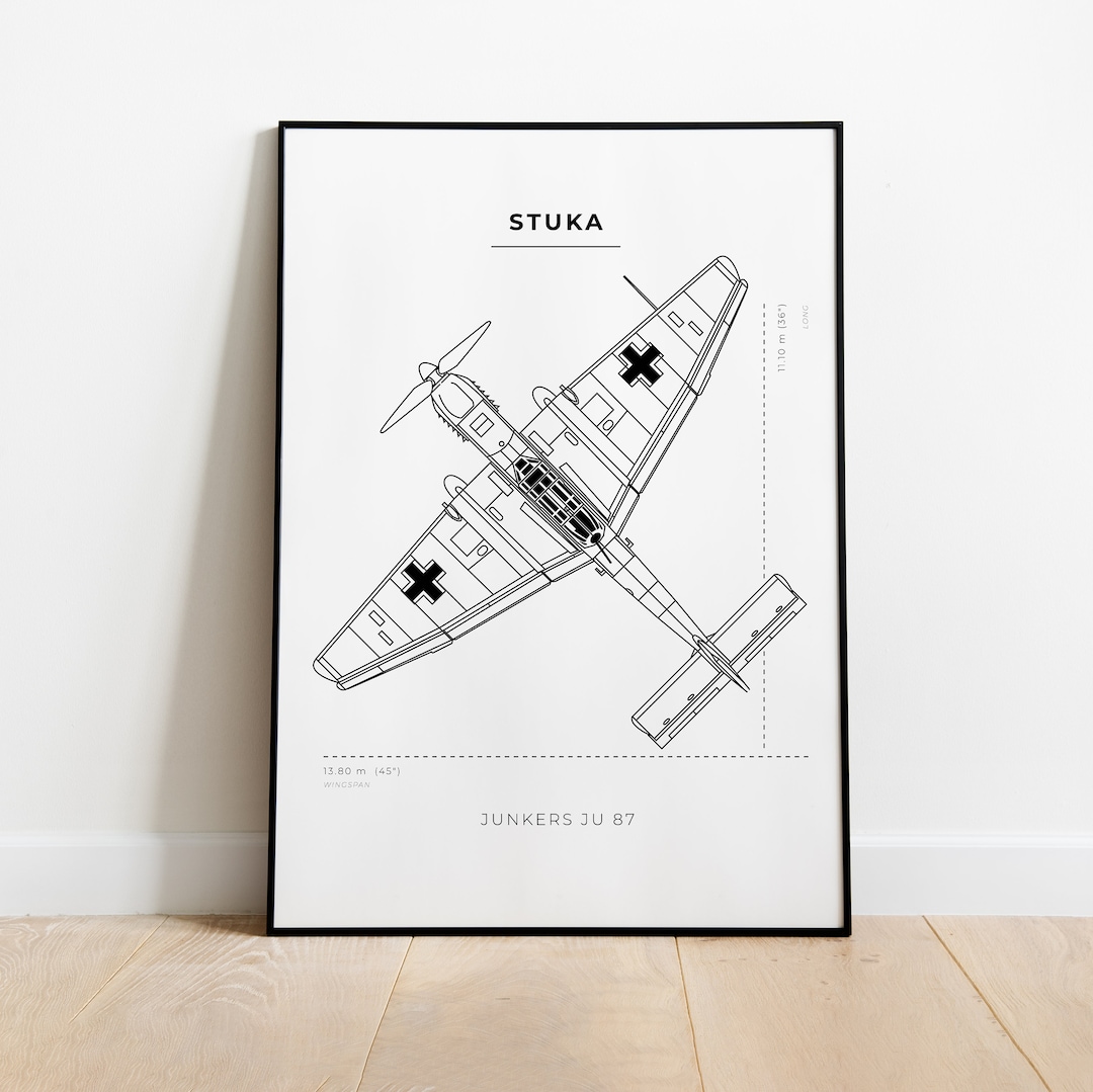 STUKA Blueprint Poster WW2 Wall Art Junkers Ju 87 - Etsy