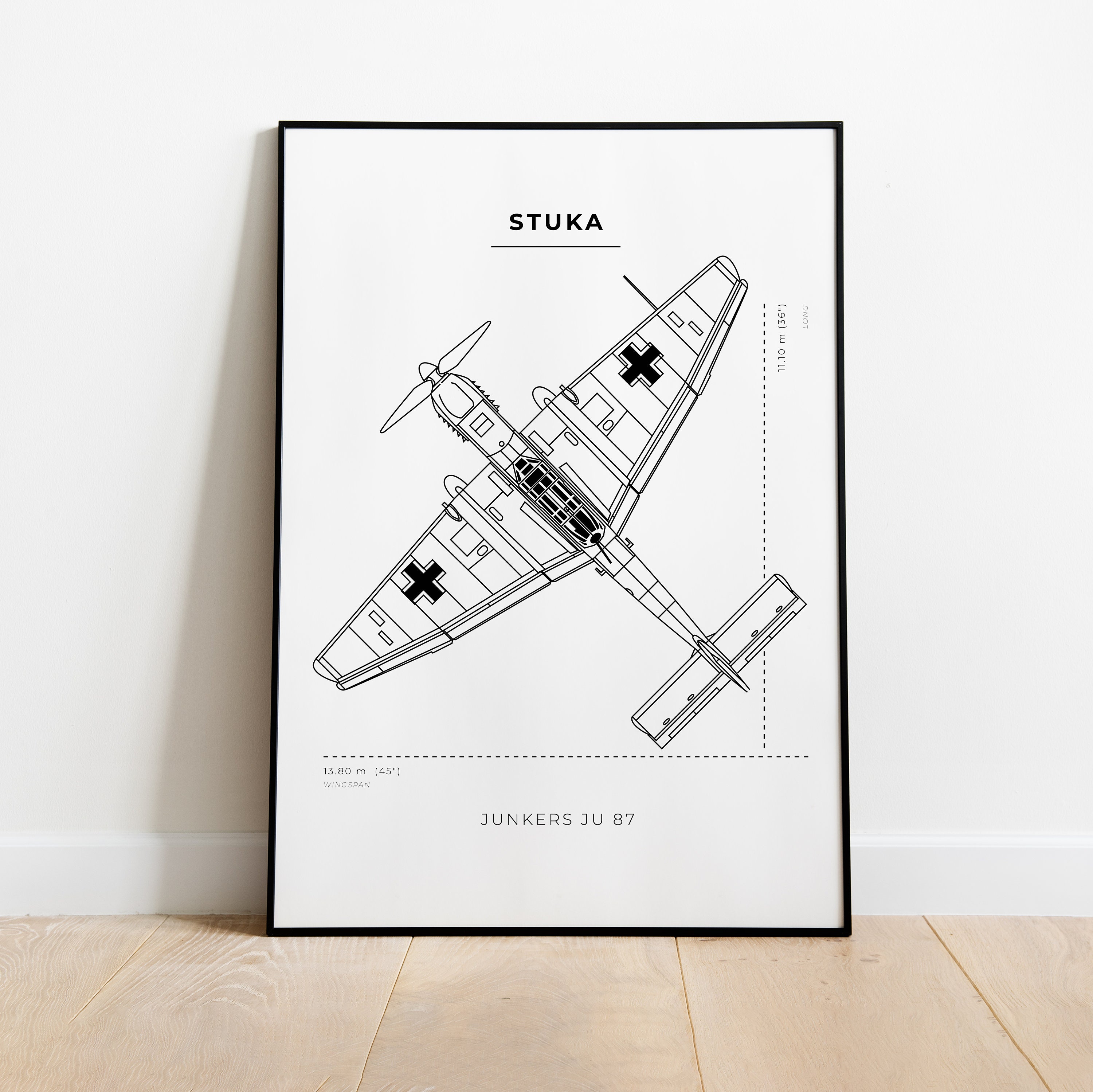 STUKA Blueprint Poster WW2 Wall Art Junkers Ju 87 - Etsy