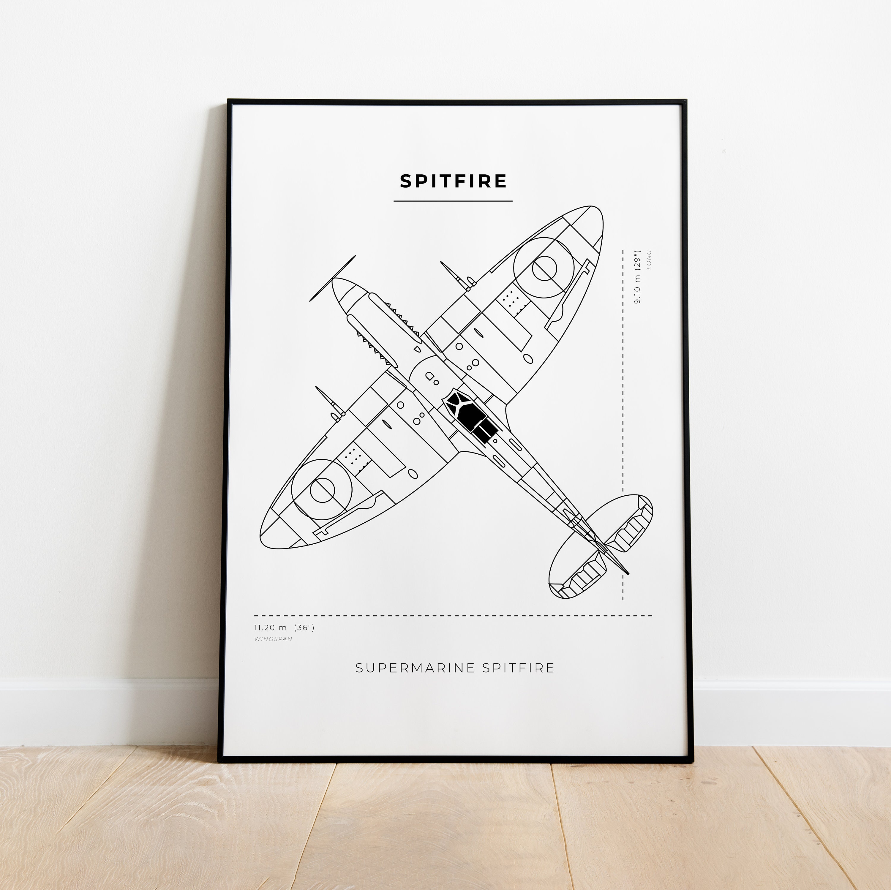 Supermarine Spitfire Blueprint Poster WW2 Wall Art Spitfire DIGITAL ...