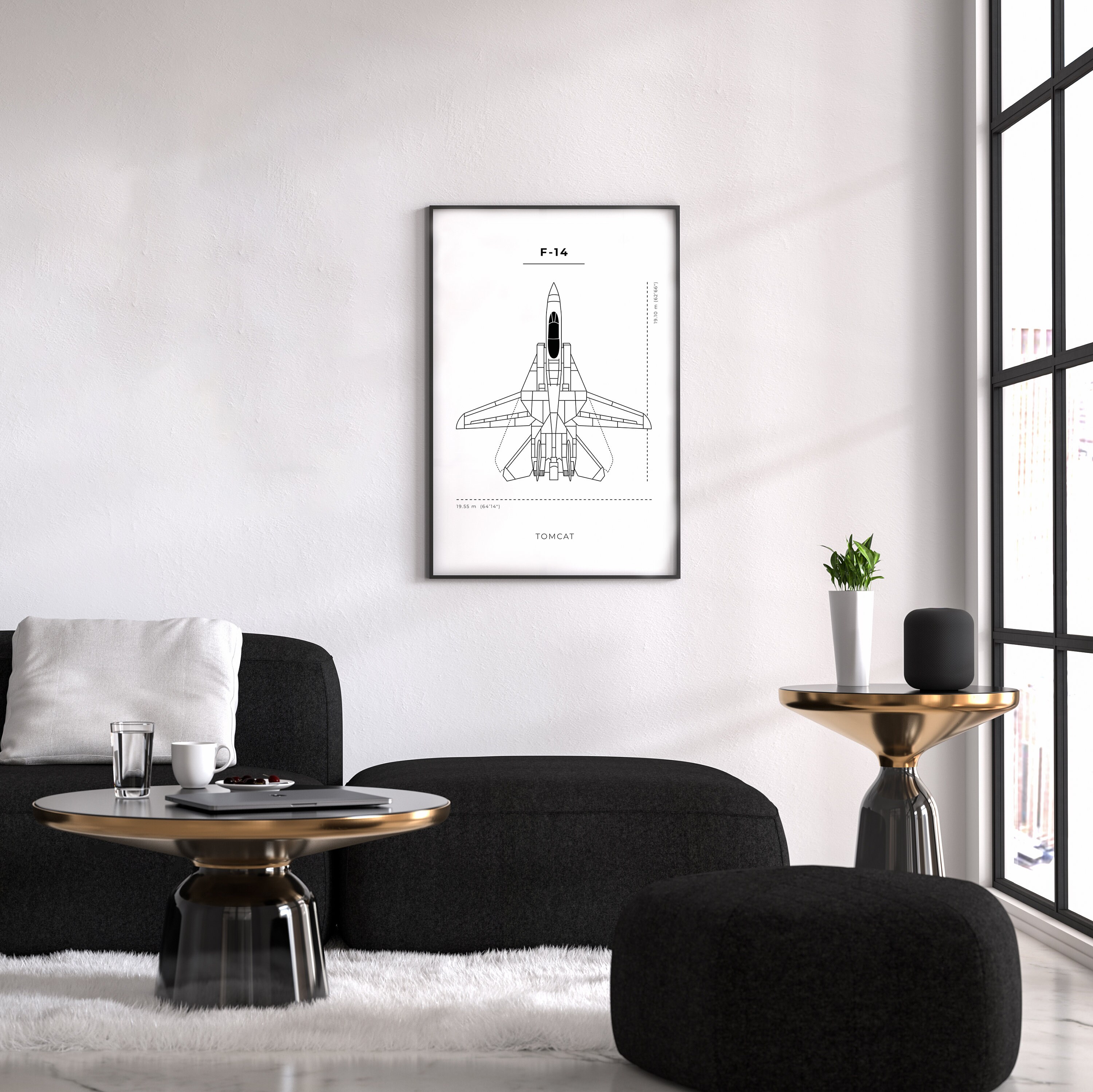 F-14 Blueprint Poster Fighter Jet Wall Art F-14 Tomcat DIGITAL DOWNLOAD ...