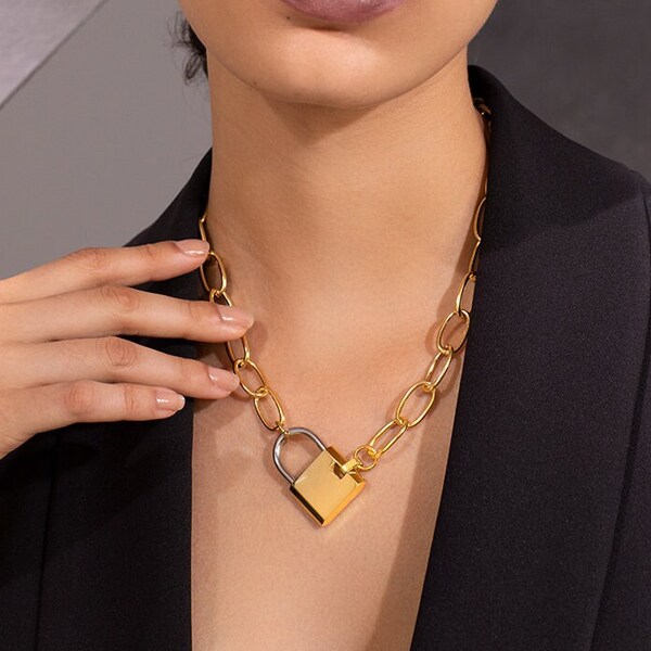 Louis Vuitton Gold Lock Necklace - Etsy