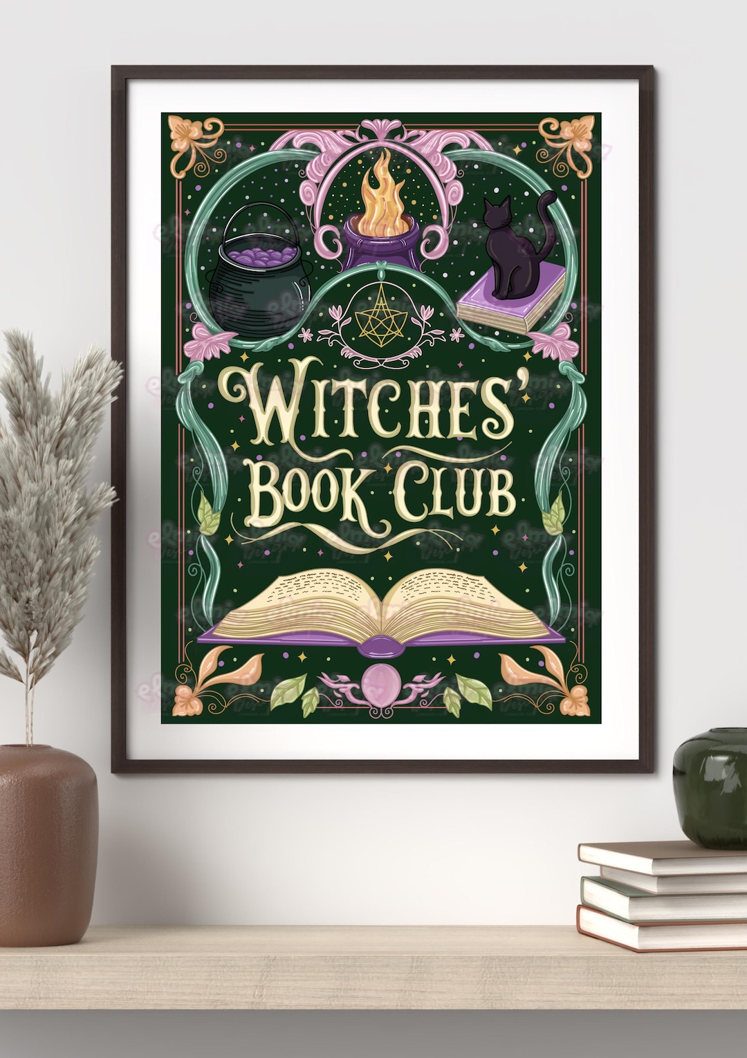 Witches Book Club Art Print | Spooky Gothic Home Decor (digital ...