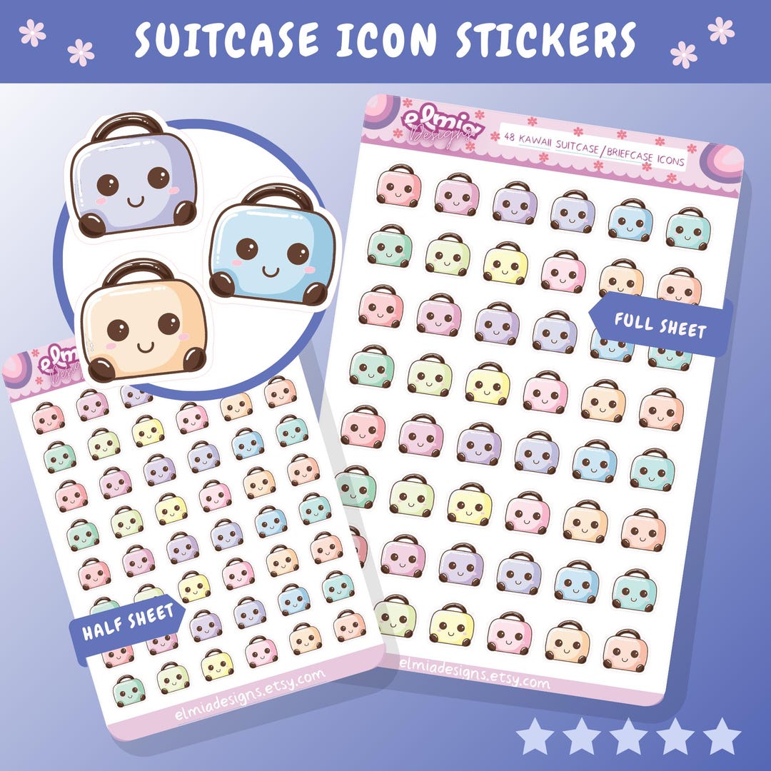 PRINTED Kawaii Cute Bright Suitcase Briefcase Planner Stickers ...