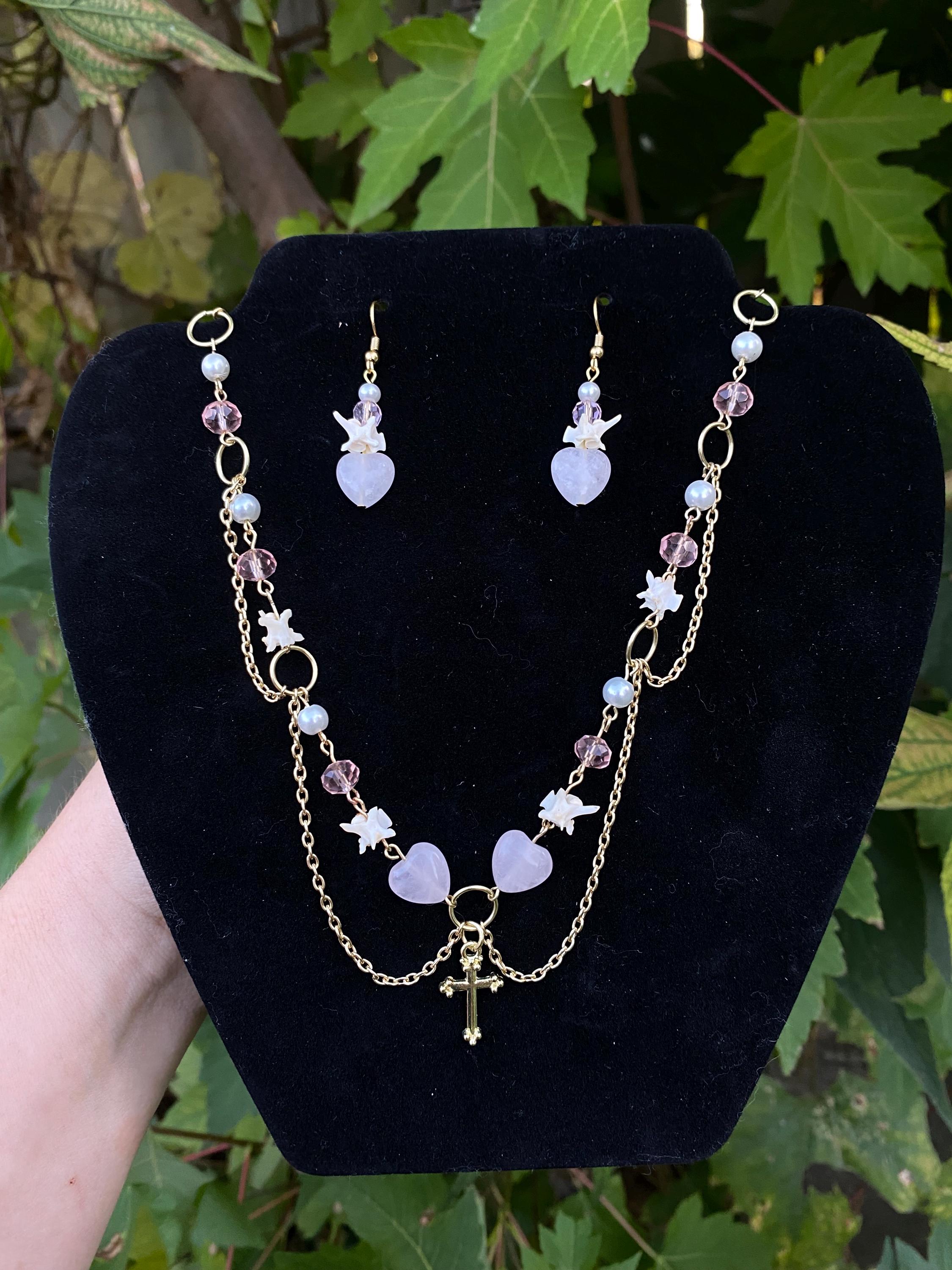 Gothic Cross Rattlesnake Vertebrae Necklace - the Coquette Collection ...