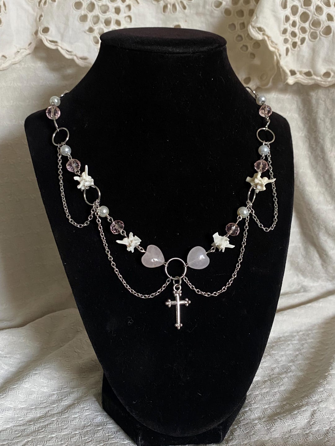 Gothic Cross Rattlesnake Vertebrae Necklace - the Coquette Collection ...