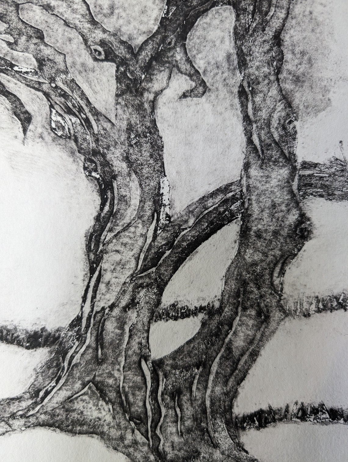 Etching Collagraph Print, "driftwood Tree", Original Nature Print ...
