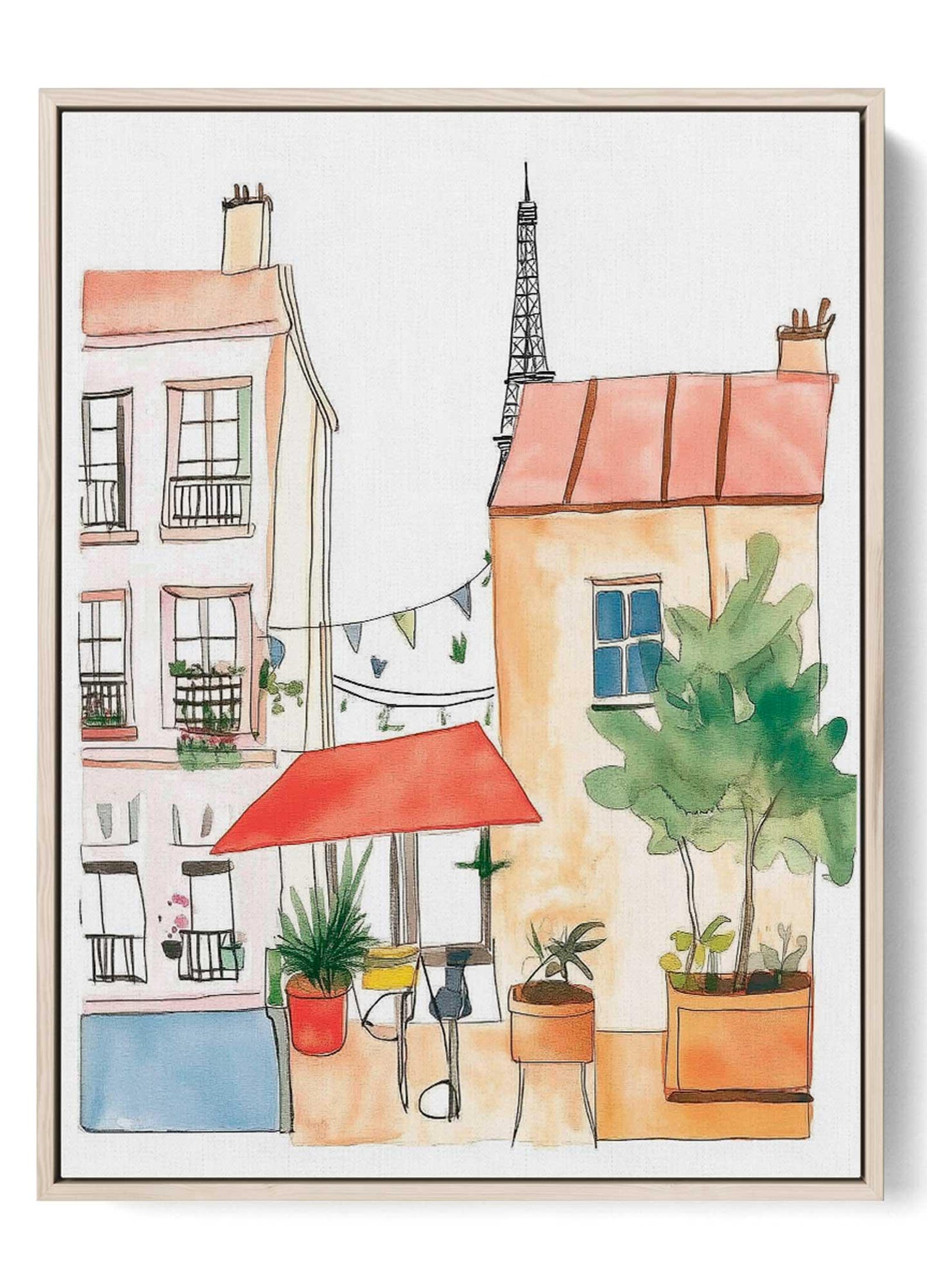 Paris Balcony Watercolor Print – French Cityscape, Eiffel Tower View ...