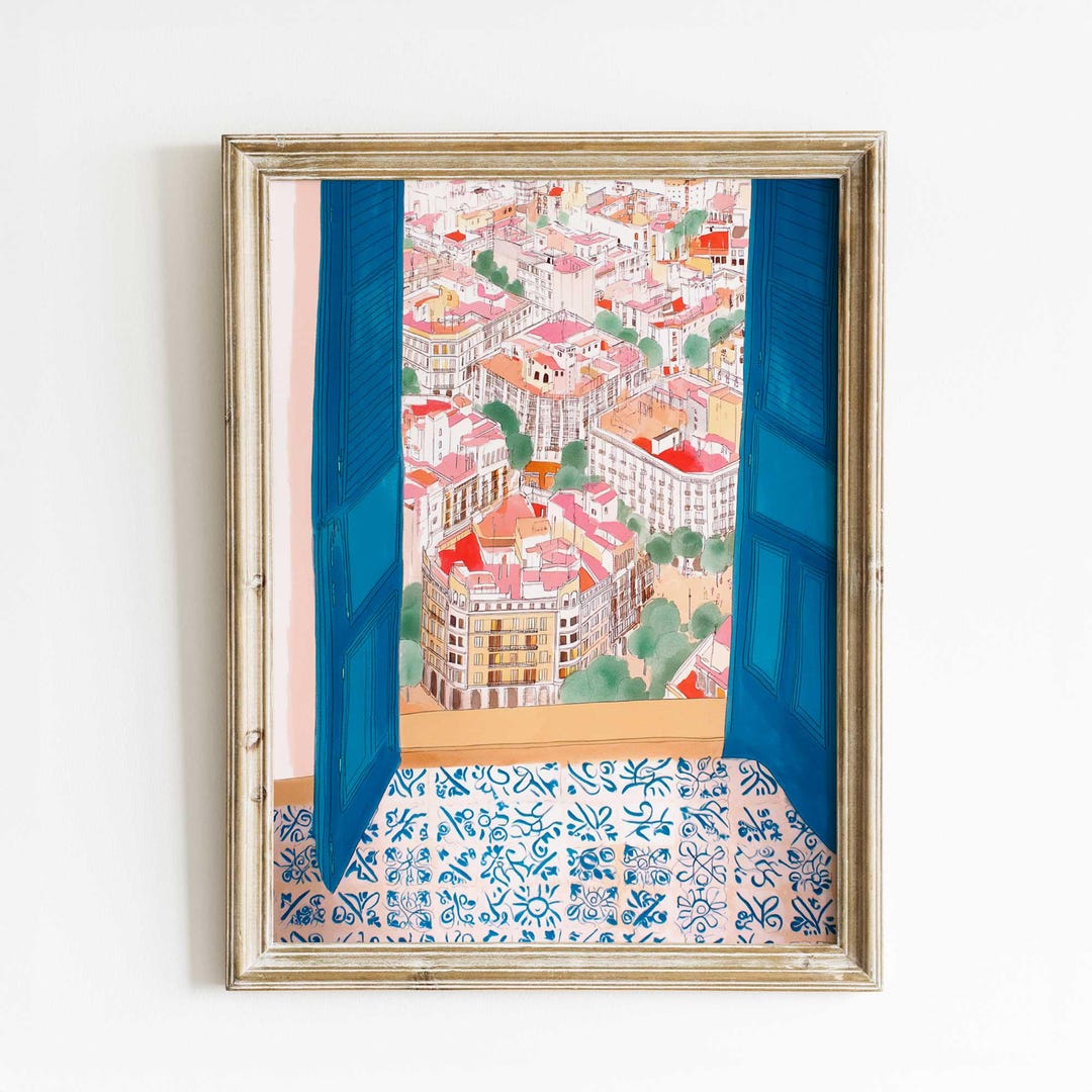 Barcelona Vibrant Cityscape Watercolor Print – Unique Handmade Art ...