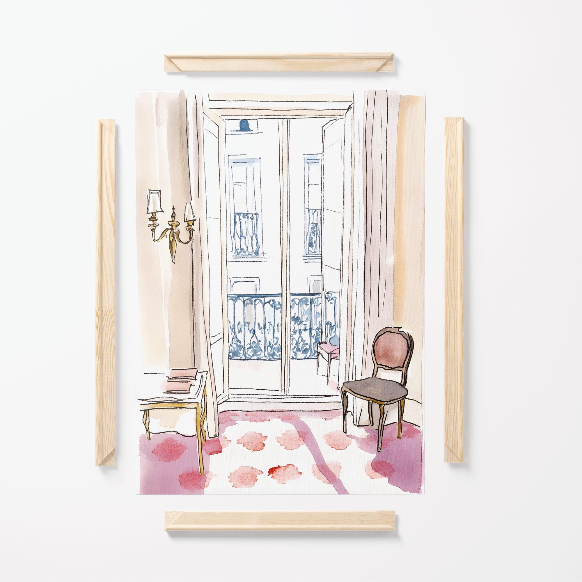 Madrid Window Watercolor Print – Vintage Chair & Balcony View Art, Cozy ...