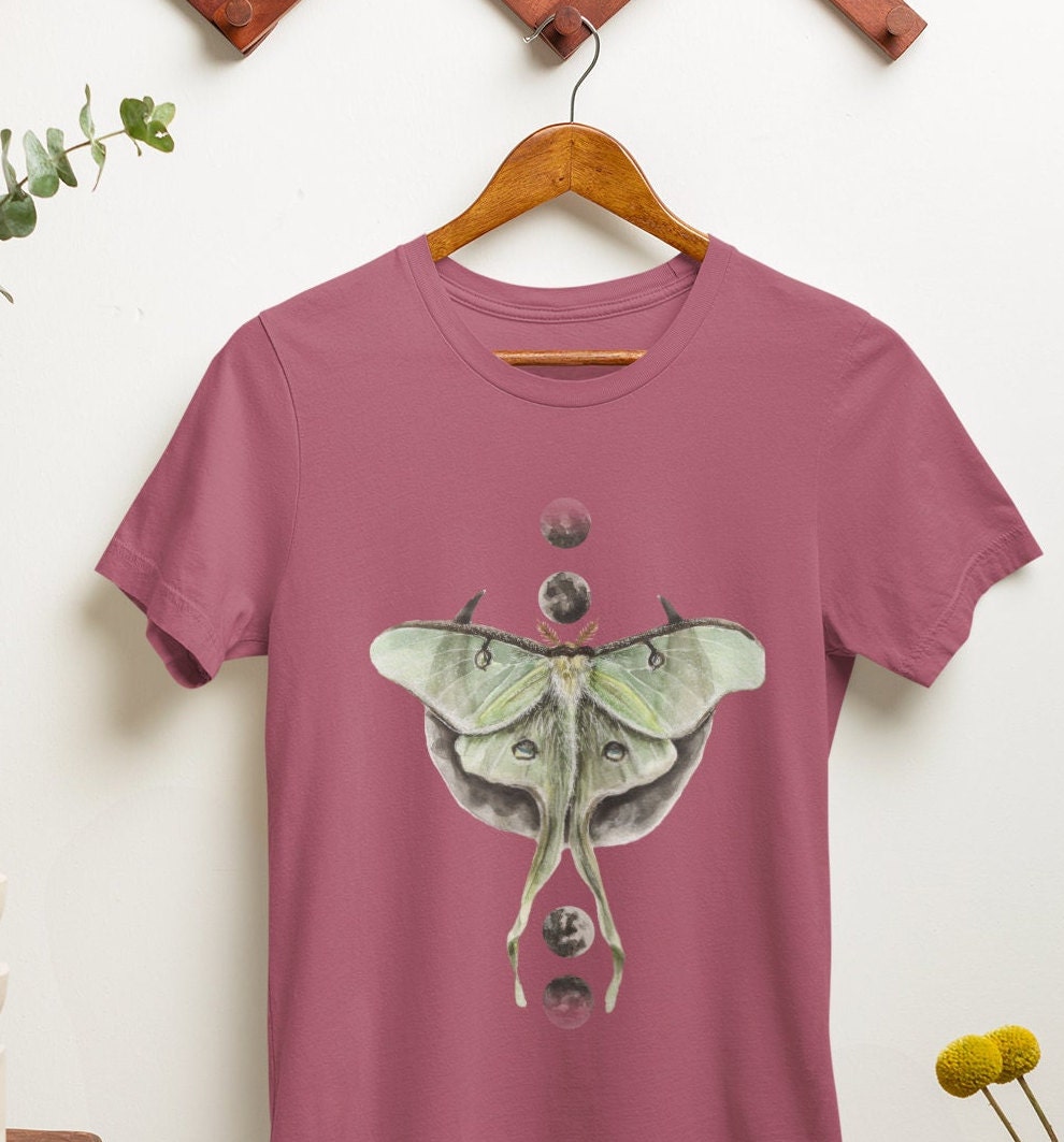 Lunar Moth Shirt, Green Moth Shirt, Moon Tee, Full Moon T-shirt, Moth ...