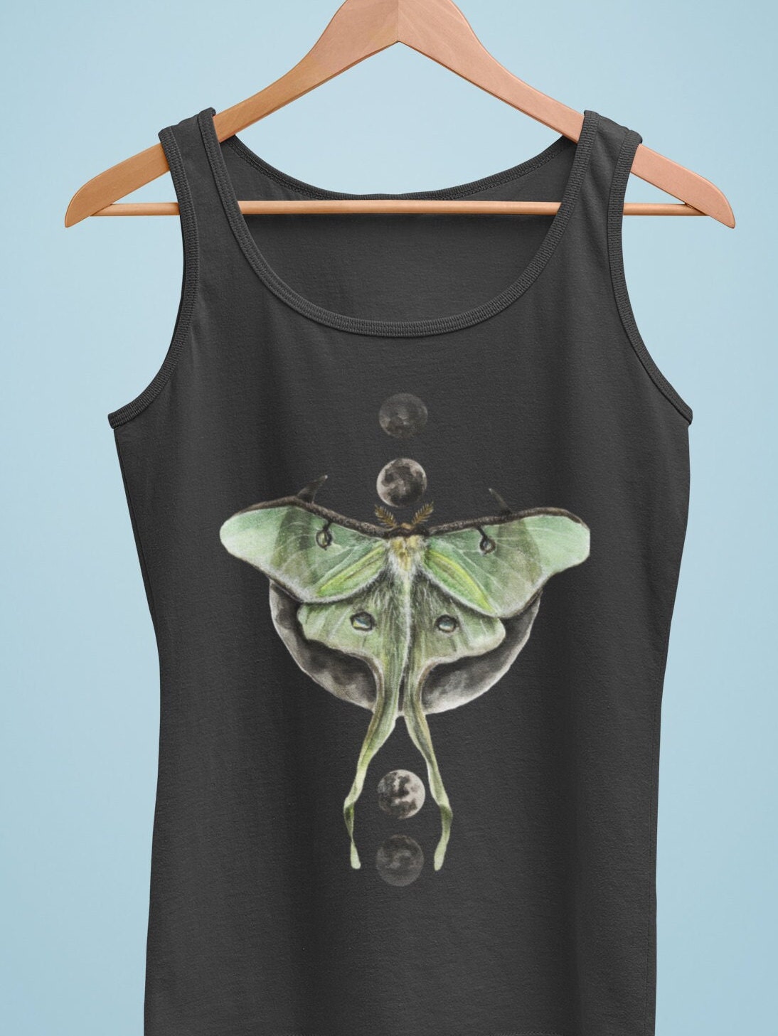 Lunar Moth Tank Top, Green Moth Tank, Moon Tank, Full Moon Shirt, Moth ...
