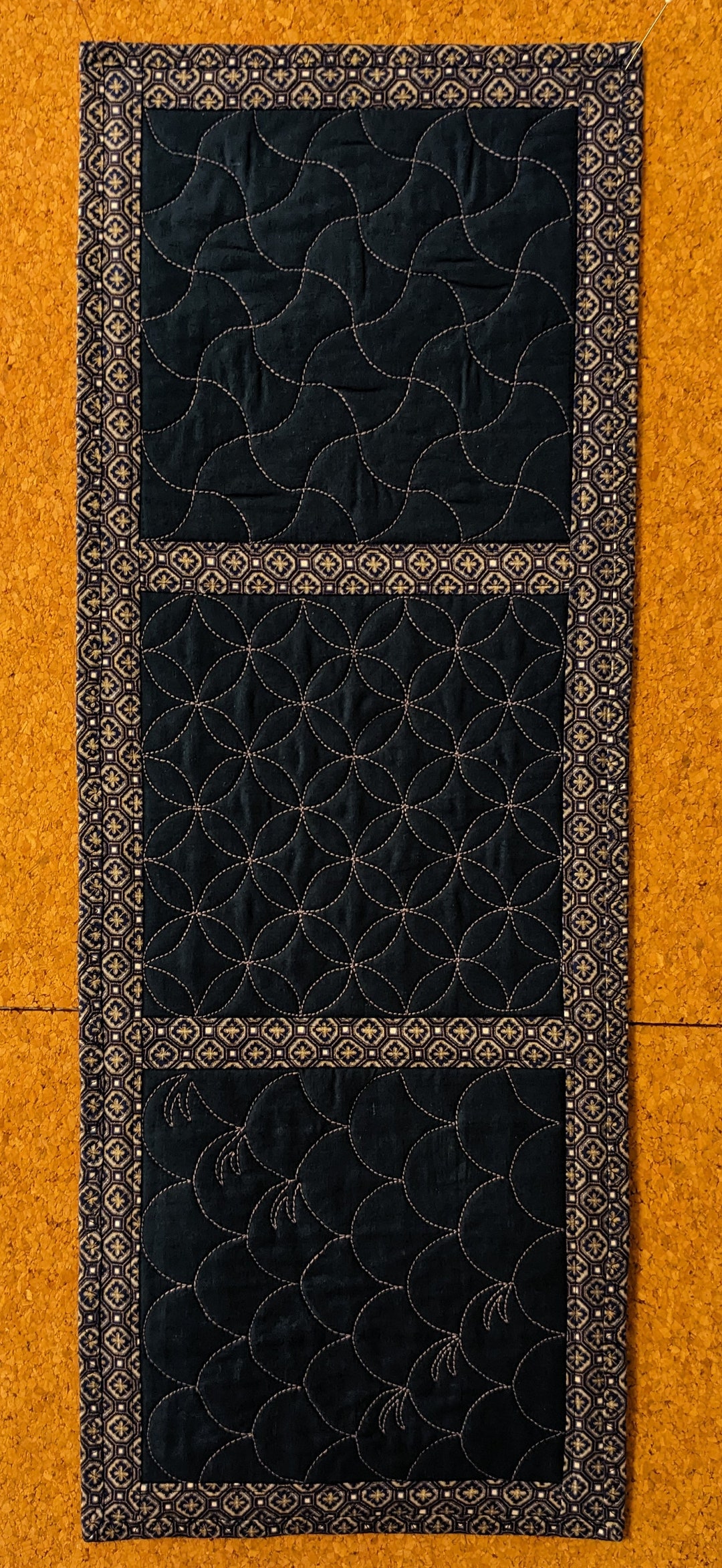 Sashiko Quilted Table Runner - Etsy